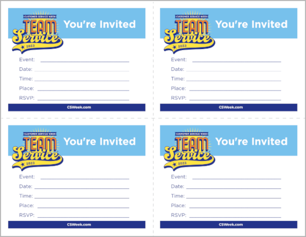 Invitations (Type your text and print or share) – Customer Service Week