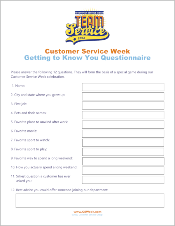 Getting to Know You (Remote ready) – Customer Service Week