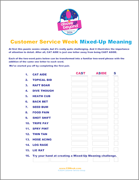 Mixed-up Meaning Solutions – Customer Service Week