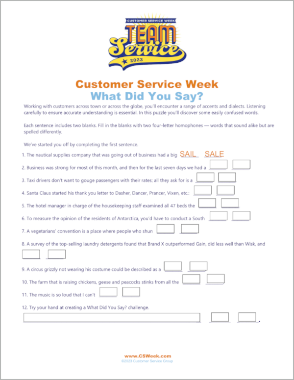 What Did You Say? (Remote ready) – Customer Service Week