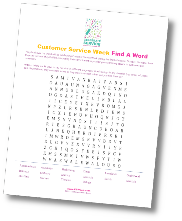 Find a Word – Customer Service Week