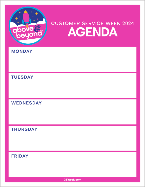 Agendas (Type your text and print or share) – Customer Service Week