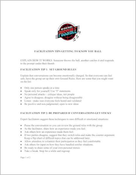 Getting to Know You Ball Facilitator’s Guide – Customer Service Week