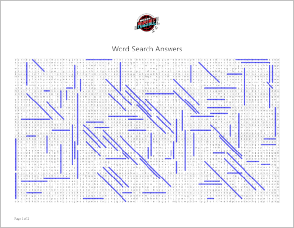 Giant Word Search Solution – Customer Service Week